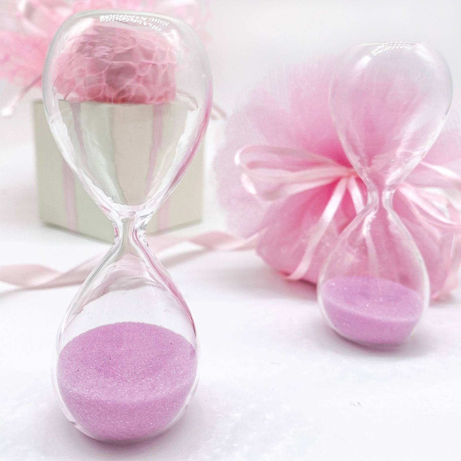 CLESSIDRA SABBIA ROSA 8 CM BOMBONIERE BATTESIMO E NASCITA FEMMINUCCIA ...