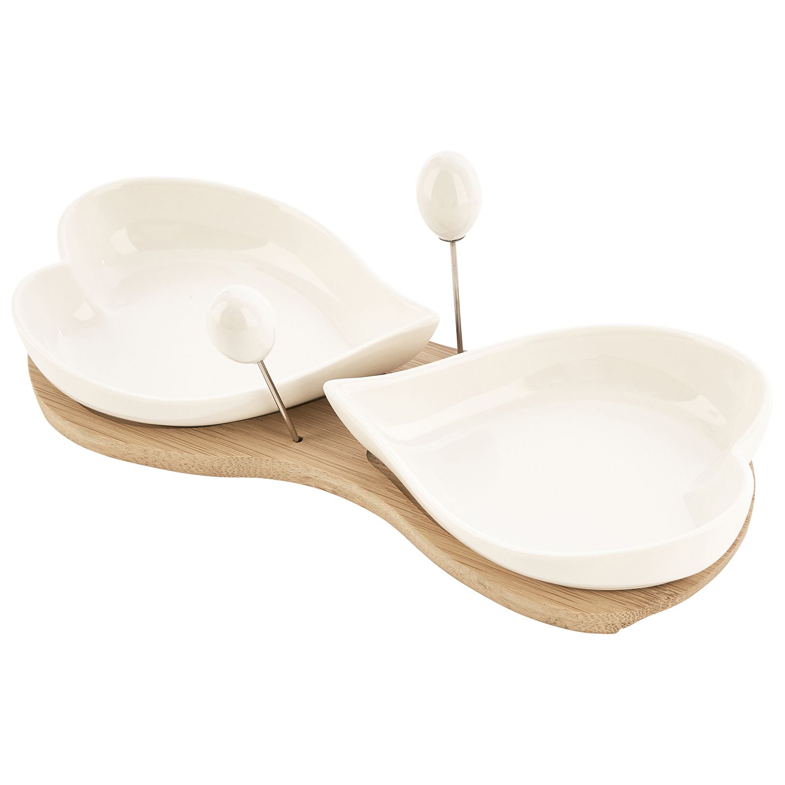 CIOTOLE DOPPIO CUORE CERAMICA PER APERITIVO CON 2 SPADINI BOMBONIERE ...