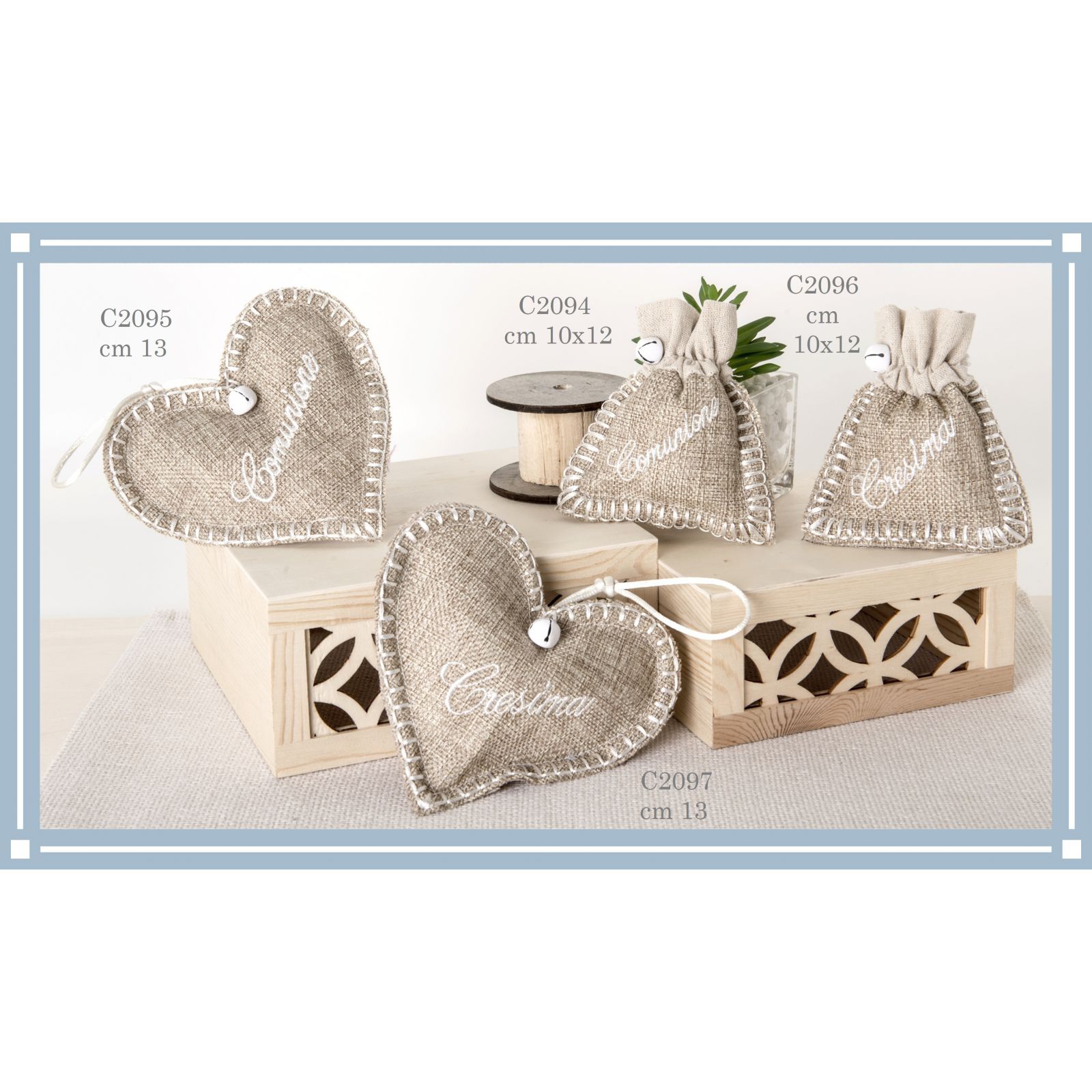 SACCHETTINO IN JUTA CON RICAMO COMUNIONE E CAMPANELLINO PREZZI BASSI ...