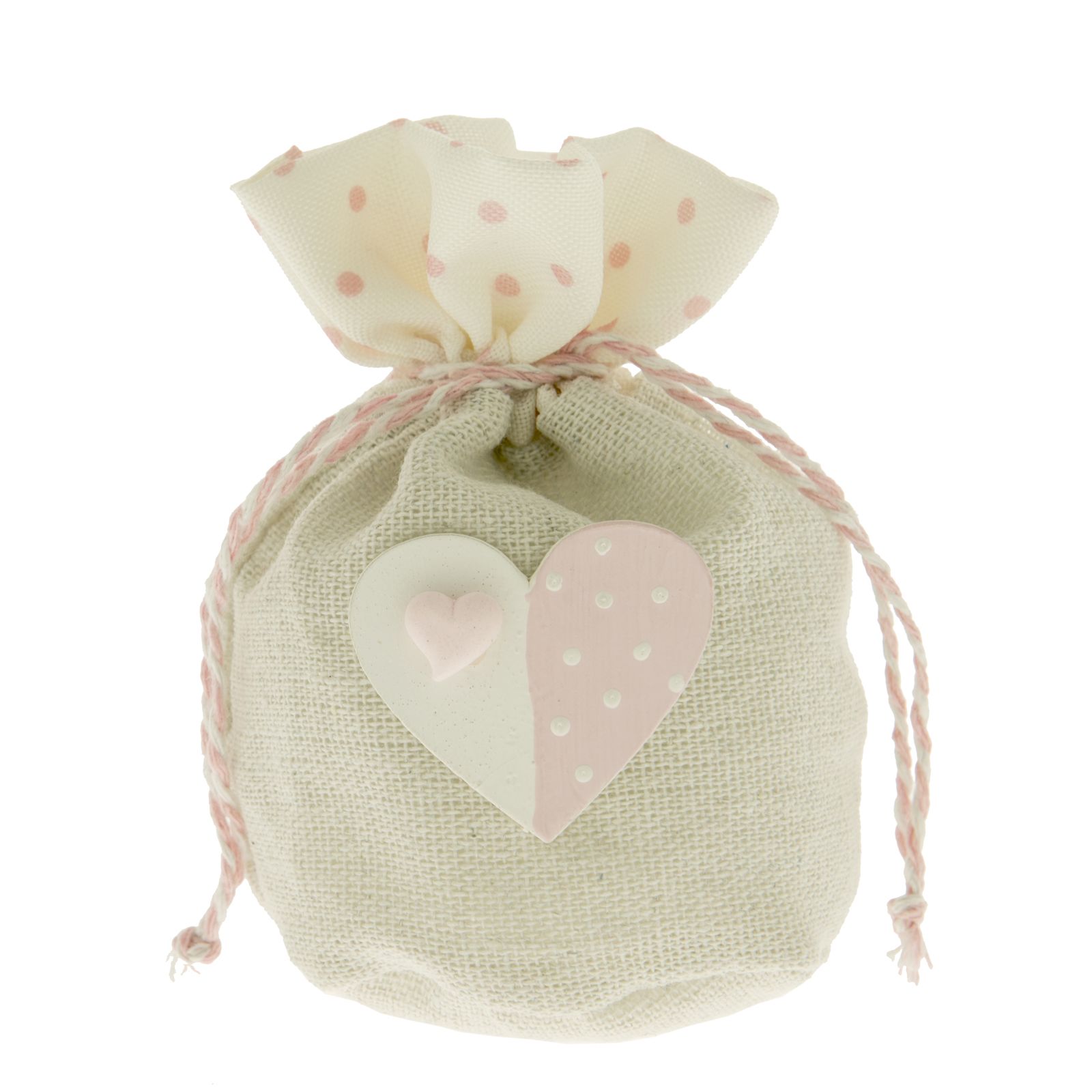 SACCHETTINO PORTACONFETTI IN JUTA CON CUORICINO ROSA O CELESTE - Doni ...