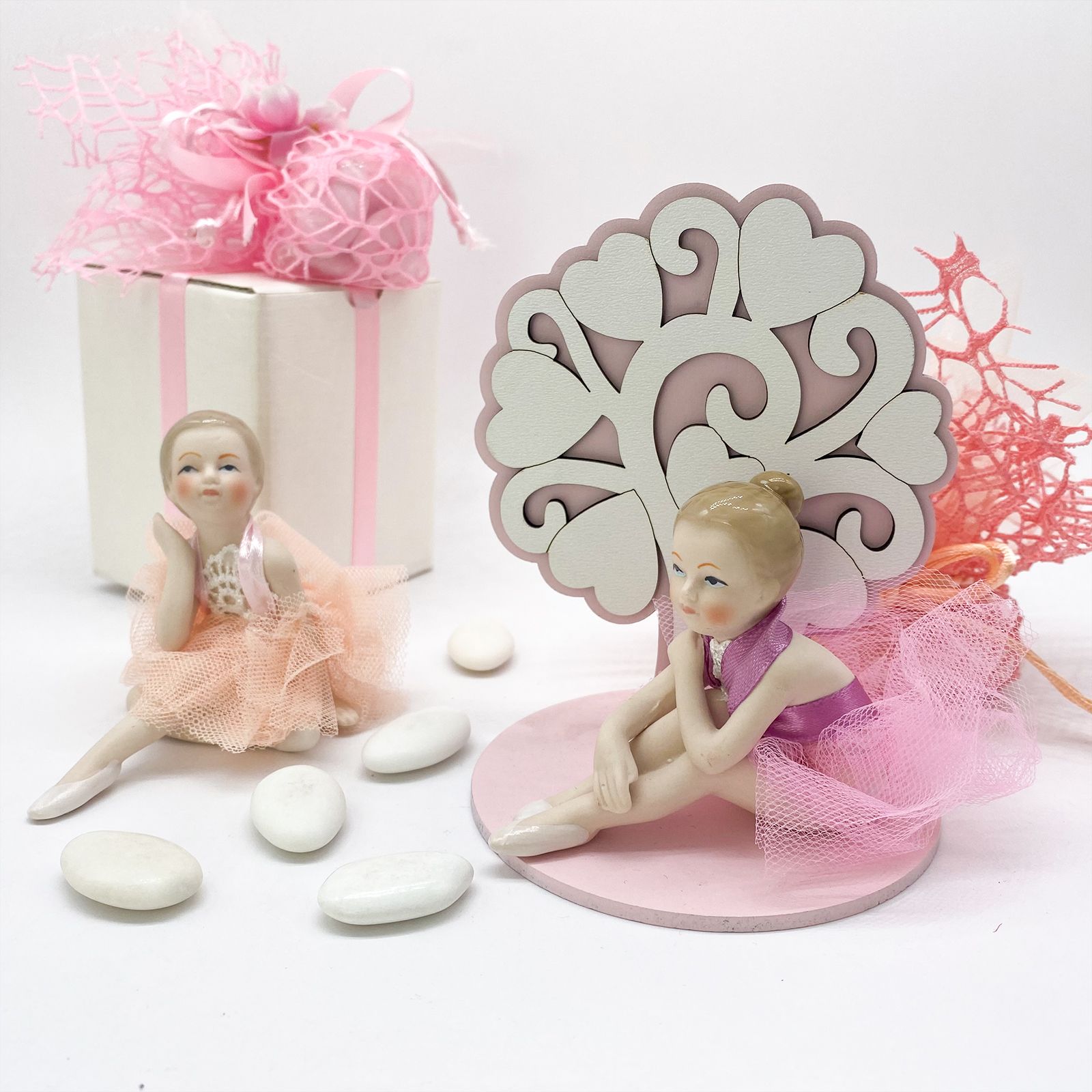 BOMBONIERA COMUNIONE PER BAMBINA - ALBERO DELLA VITA IN LEGNO ROSA CON ...