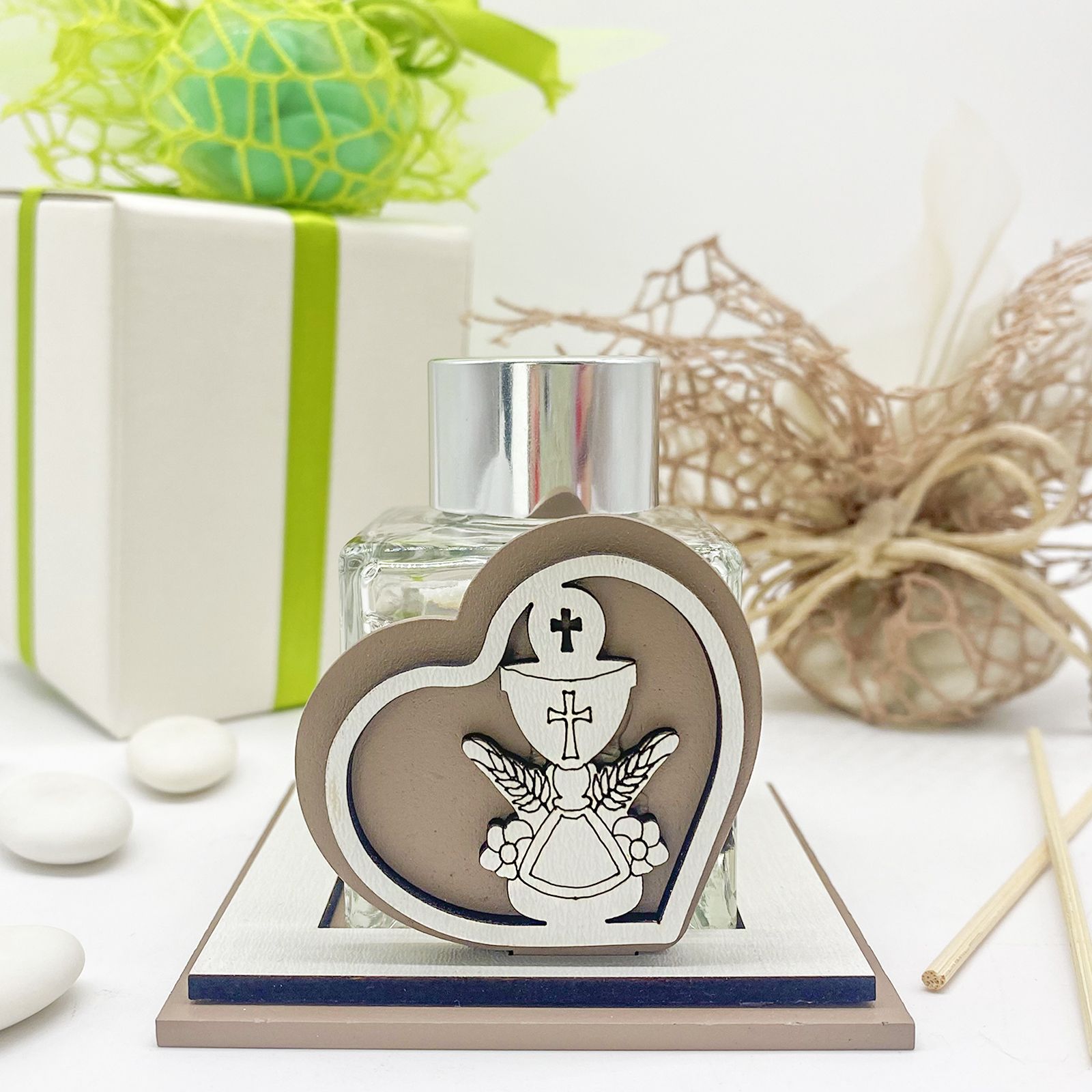 NUOVA BOMBONIERA ECONOMICA E UTILE- PROFUMATORE CON SIMBOLI COMUNIONE ...