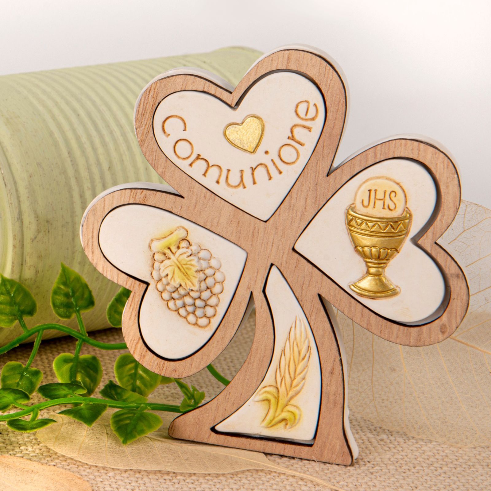 BOMBONIERA PRIMA COMUNIONE TRIFOGLIO ICONA SACRA - Doni Bomboniere