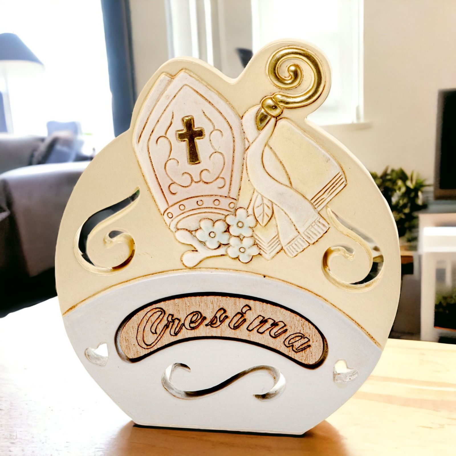 ICONA SANTA CRESIMA CON SIMBOLI SACRI SACRAMENTO - Doni Bomboniere