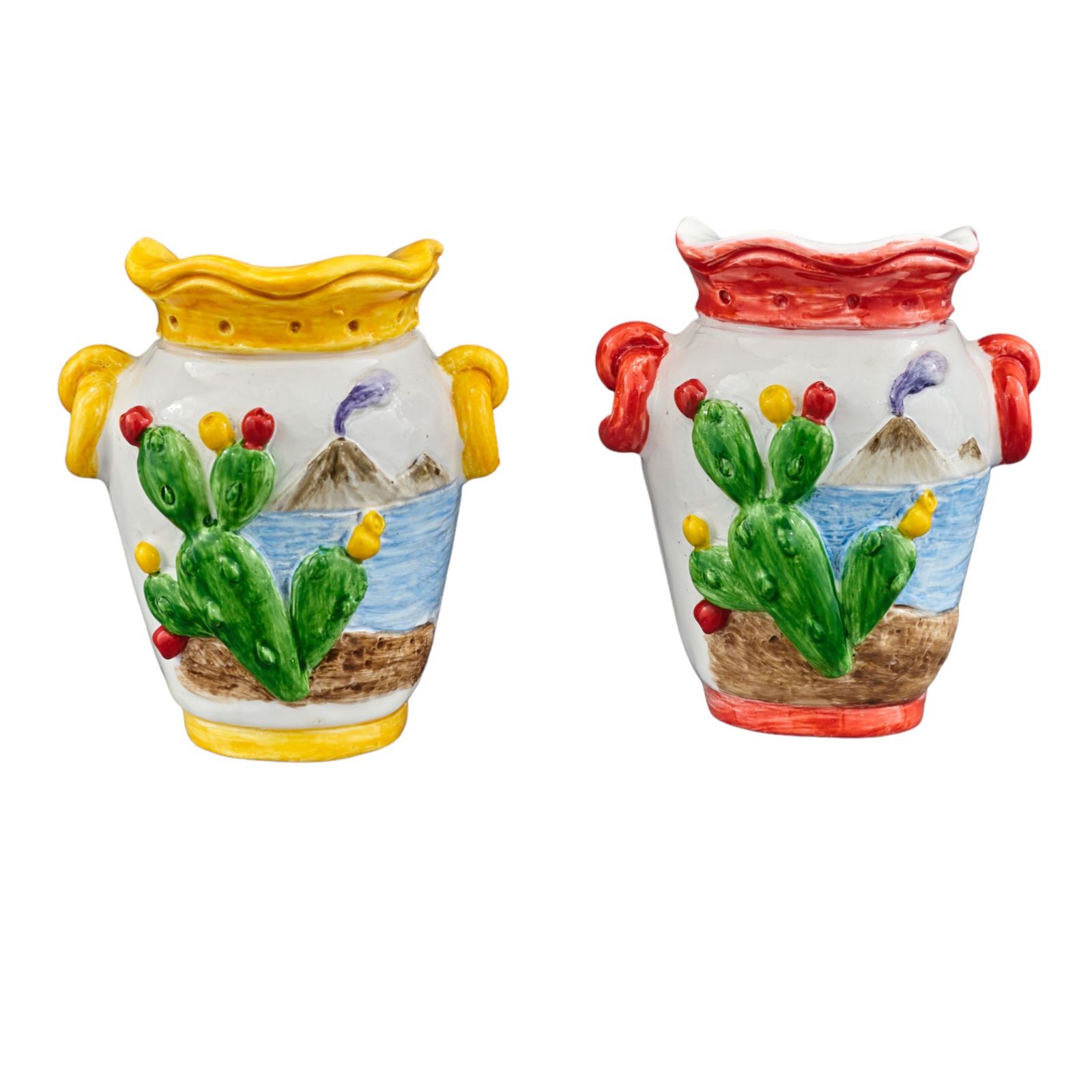 CALAMITA ANFORA CON CACTUS, SEGNAPOSTO TEMA SICILIA - Doni Bomboniere