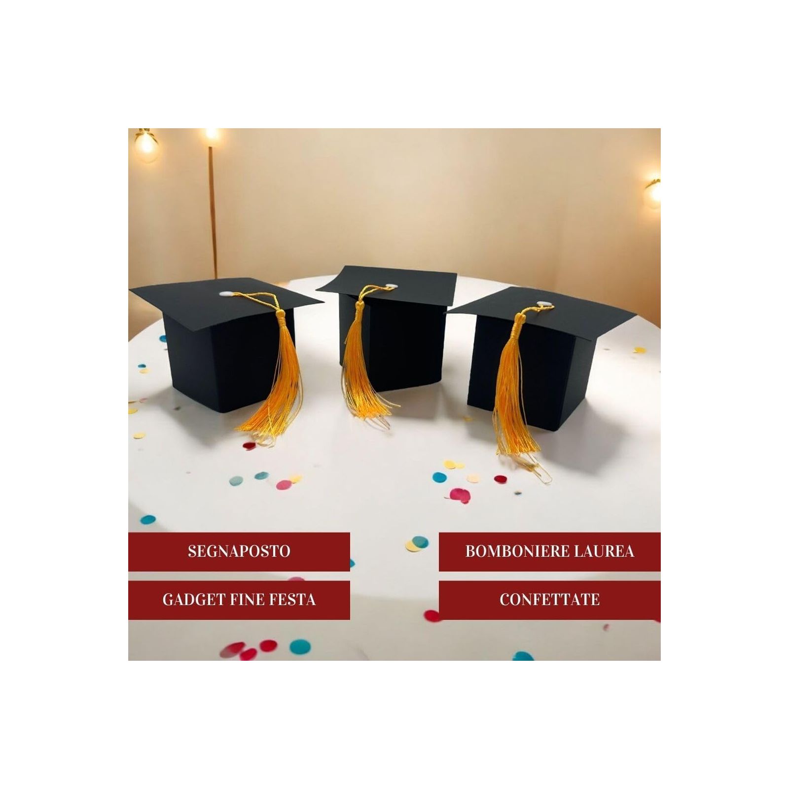 SCATOLINE TOCCO LAUREA NERO E NAPPINA IN CARTONCINO BOMBONIERE ...
